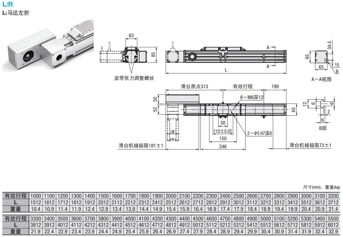经济型 铝合金模组 皮带驱动 欧规 E Mutb65系列 滑台式 米思米官网
