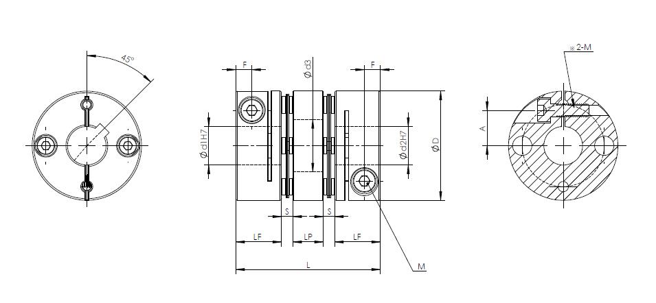 经济型 联轴器 双膜片 夹持型_联轴器-米思米官网