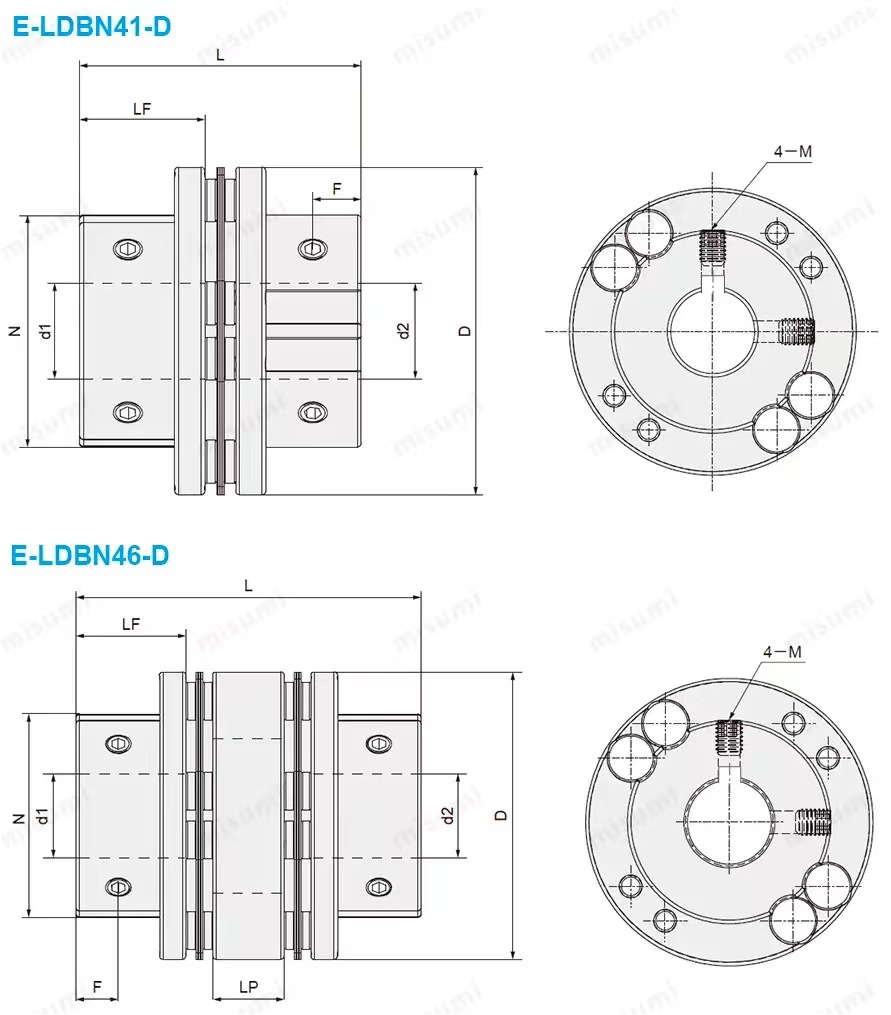 经济型 联轴器 阶梯式 高刚性单膜片 双模片 碳钢 键槽型_联轴器-米思米官网