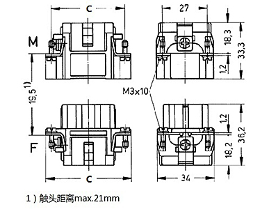 连接器 Han E ES EE EEE型重载防水连接器插芯_浩亭HARTING矩形连接器-米思米官网