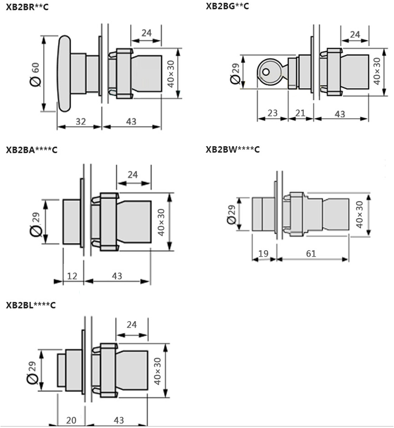 按钮 XB2B金属系列弹簧复位平头按钮直径22mm_施耐德电气Schneider Electric按钮-米思米官网