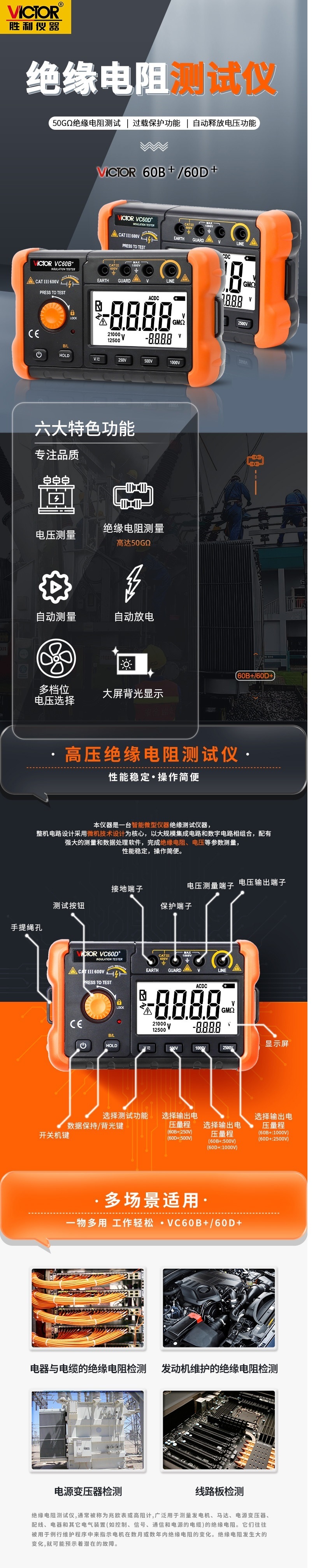 胜利 VICTOR VC60B＋ 60D+绝缘电阻测试仪_胜利 仪器victor电气测量仪器/万用表-米思米官网