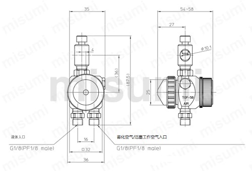 液体涂装用自动喷枪 简易圆形喷雾型 TOF-5RB_阿耐斯特岩田ANEST IWATA喷枪-米思米官网