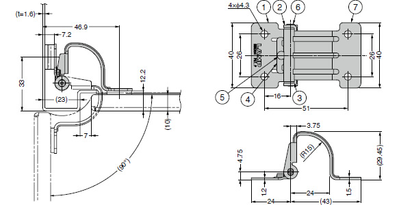 合页 LAMP®扭矩内装型 HG-TU型_世嘉智尼（日本）SUGATSUNE阻尼铰链，弹簧铰链-米思米官网